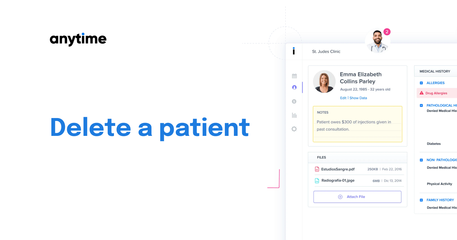 Delete a patient profile | Anytime Clinic