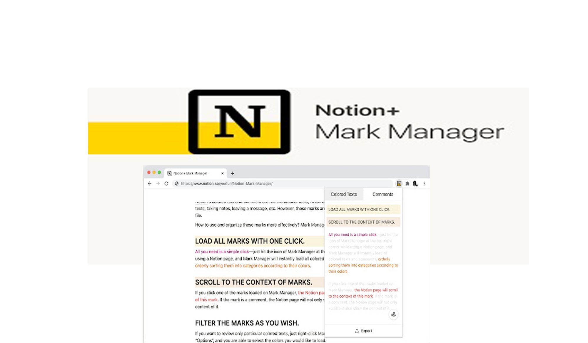 Notion+ Mark Manager