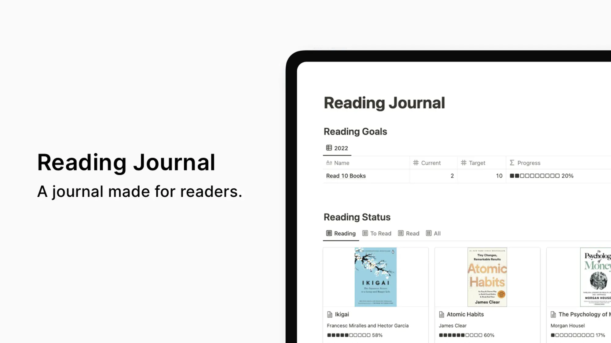 Reading Journal: Track your book reading goals and easily capture your ...