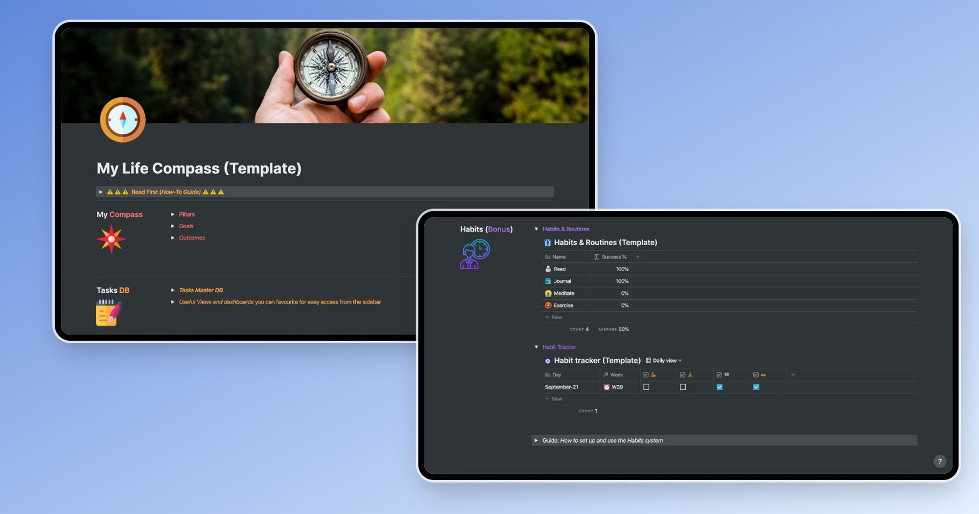 My Life Compass: Track Goals, Tasks and Outcomes in Notion