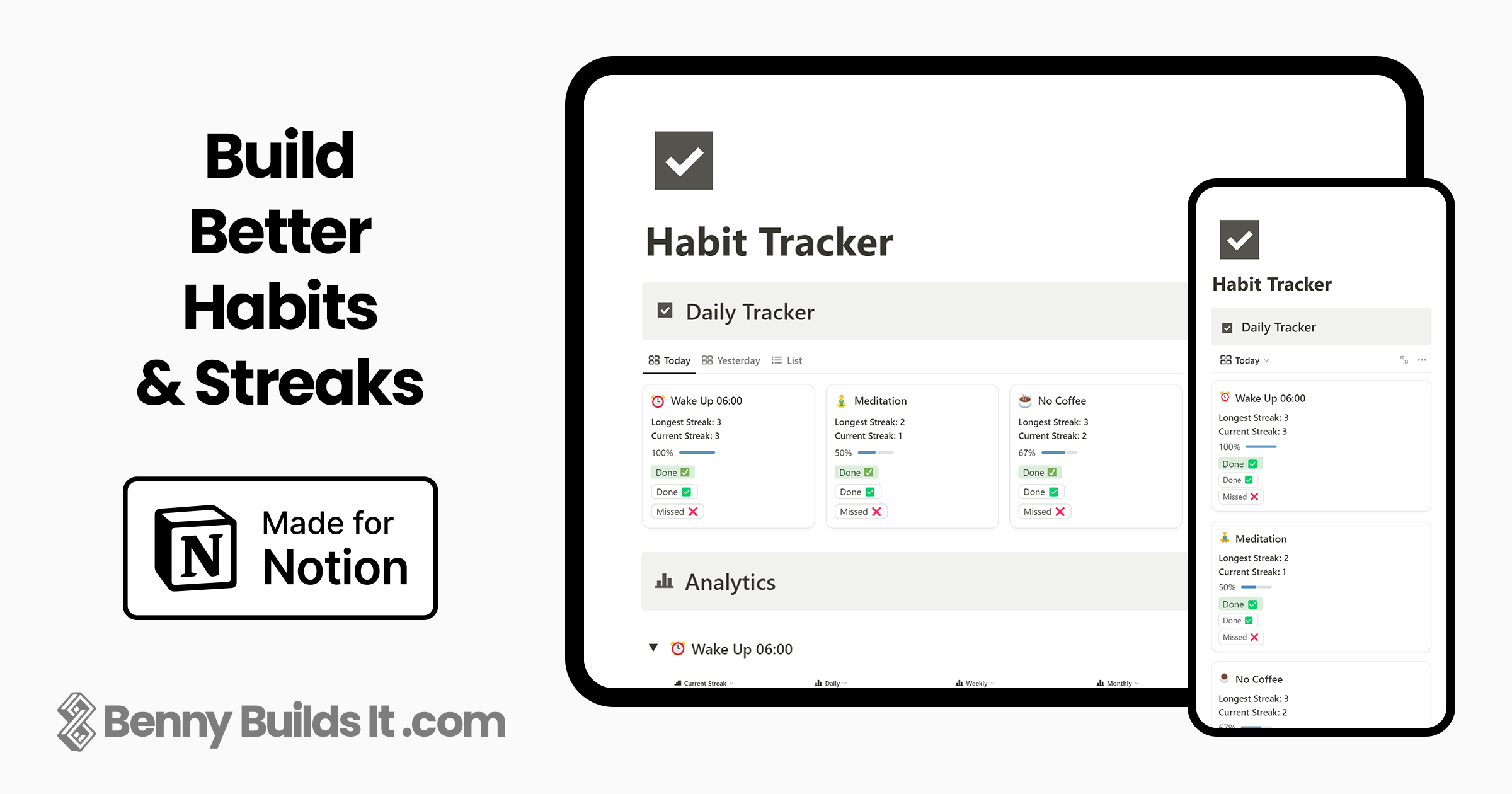 Notion Habit Tracker Template | Benny Builds It